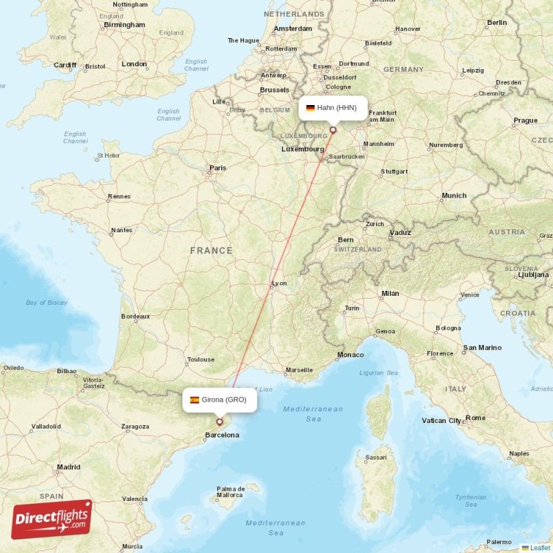 Direct flights from Girona to Hahn, GRO to HHN non-stop - Directflights.com