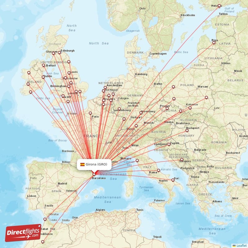Direct flights from Girona - 46 destinations - GRO, Spain - Directflights.com