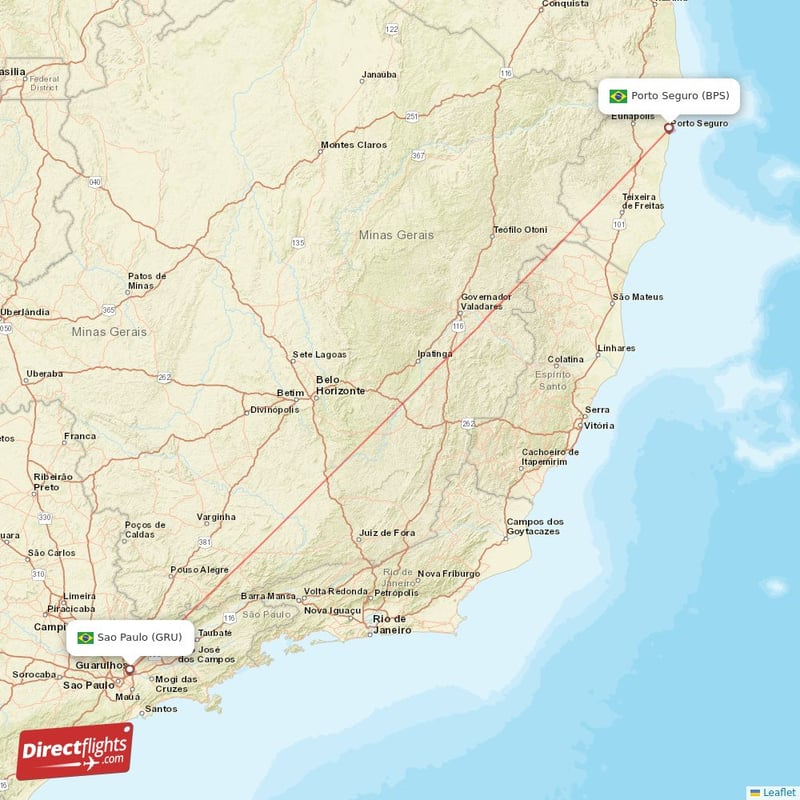 Direct flights from Sao Paulo to Porto Seguro, GRU to BPS non-stop ...