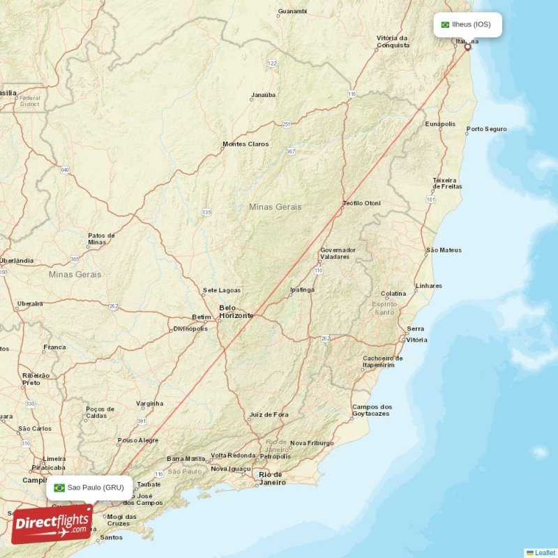Direct flights from Sao Paulo to Ilheus, GRU to IOS non-stop ...
