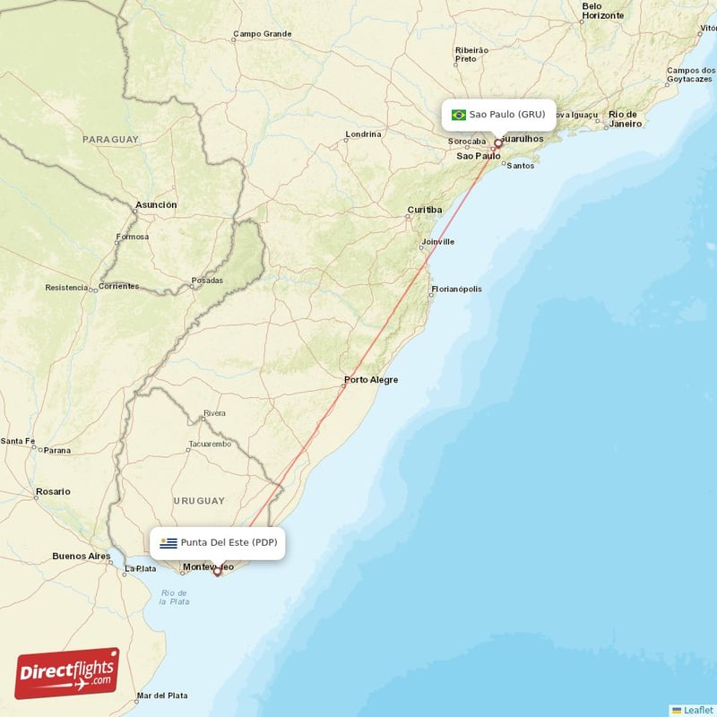 Direct flights from Sao Paulo to Punta Del Este, GRU to PDP non-stop ...