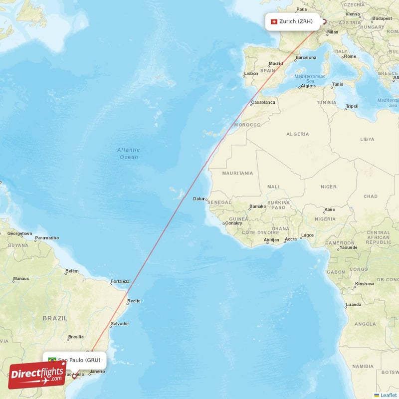 Direct flights from Sao Paulo to Zurich, GRU to ZRH non-stop - Directflights.com