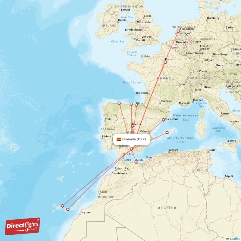 Direct flights from Granada - 11 destinations - GRX, Spain ...