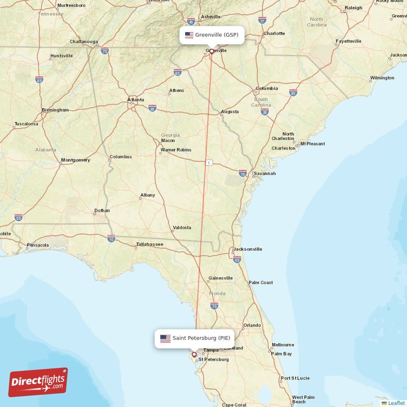 Direct flights from Greenville to Saint Petersburg, GSP to PIE non-stop ...
