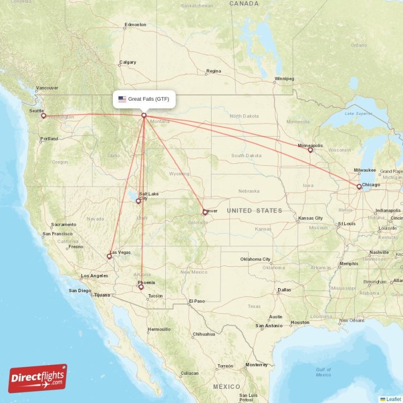Direct flights from Great Falls - 5 destinations - GTF, USA ...