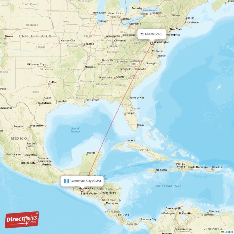 Direct flights from Guatemala City to Dulles, GUA to IAD non-stop ...