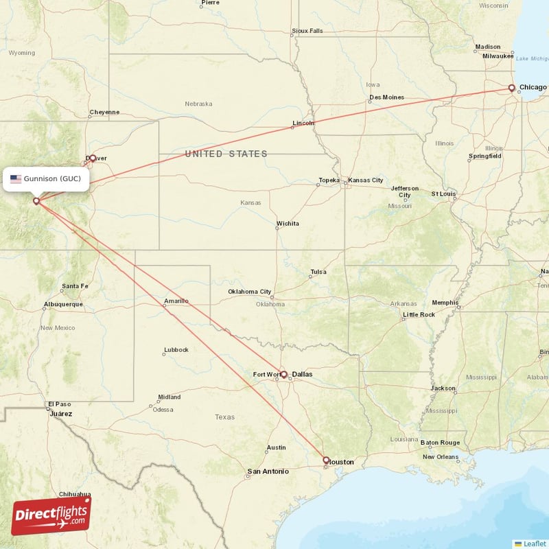 Direct flights from Gunnison - 4 destinations - GUC, USA ...