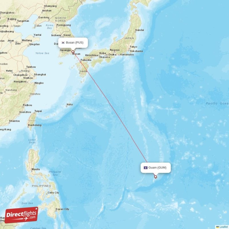 Direct flights from Guam to Busan (GUM-PUS) - Directflights.com