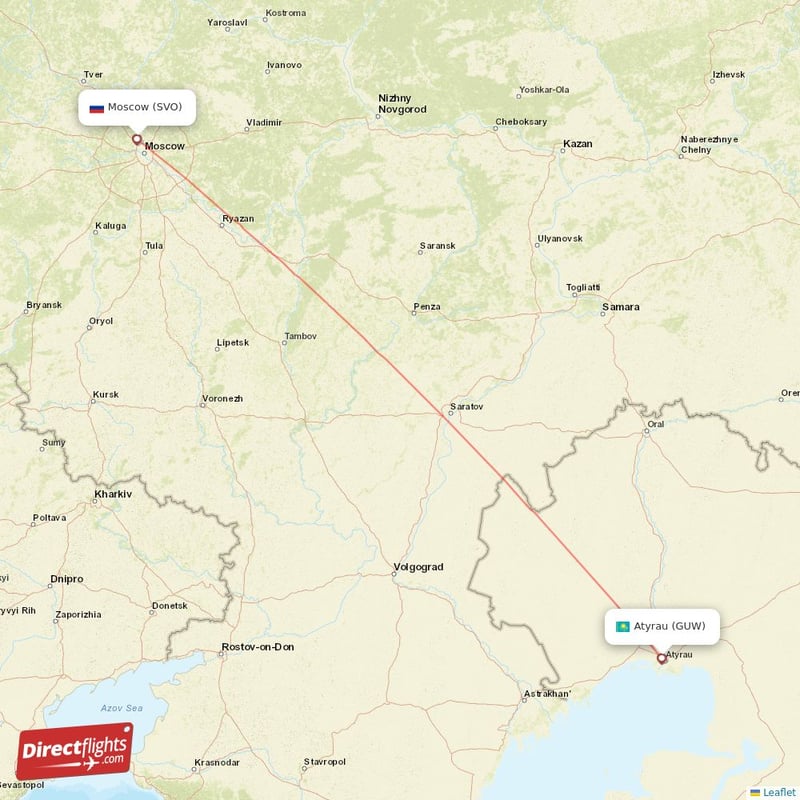 Direct flights from Atyrau to Moscow, GUW to SVO non-stop ...