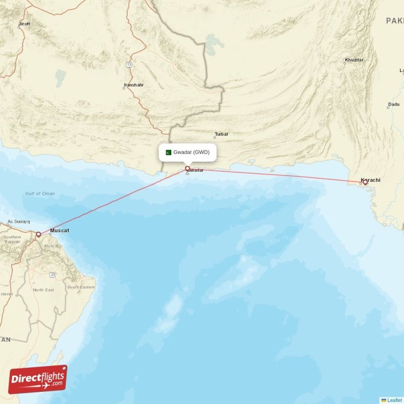 Direct flights from Gwadar - 1 destinations - GWD, Pakistan ...
