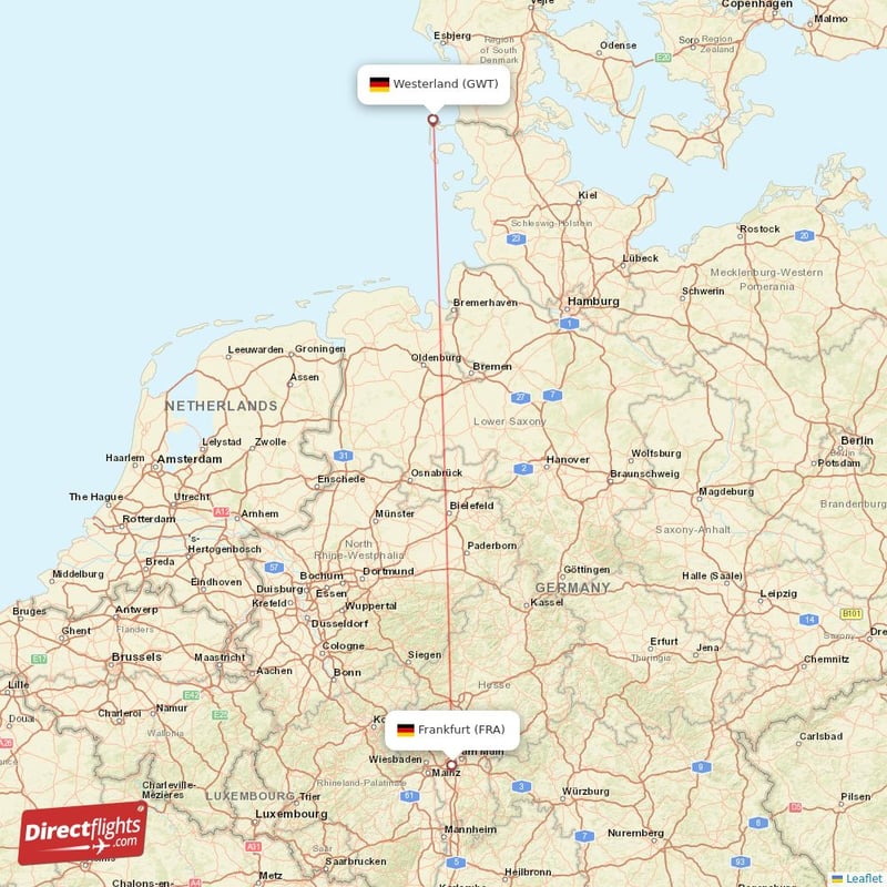 Direct flights from Westerland to Frankfurt, GWT to FRA non-stop ...