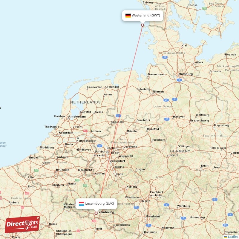 Direct flights from Westerland to Luxembourg, GWT to LUX non-stop ...