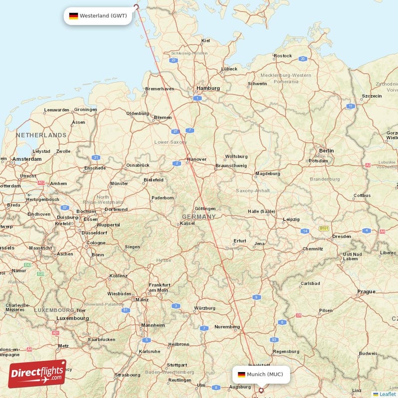 Direct flights from Westerland to Munich, GWT to MUC non-stop ...