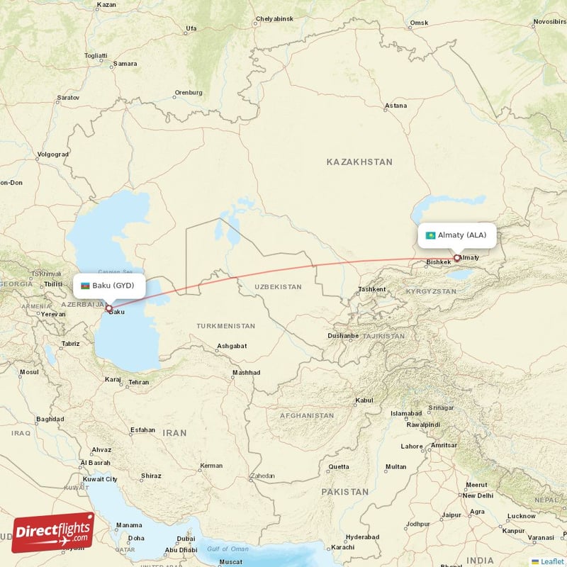 Direct flights from Baku to Almaty, GYD to ALA non-stop - Directflights.com