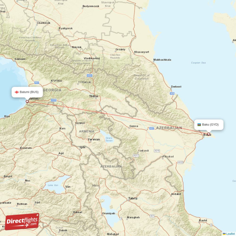 Direct flights from Baku to Batumi, GYD to BUS non-stop - Directflights.com