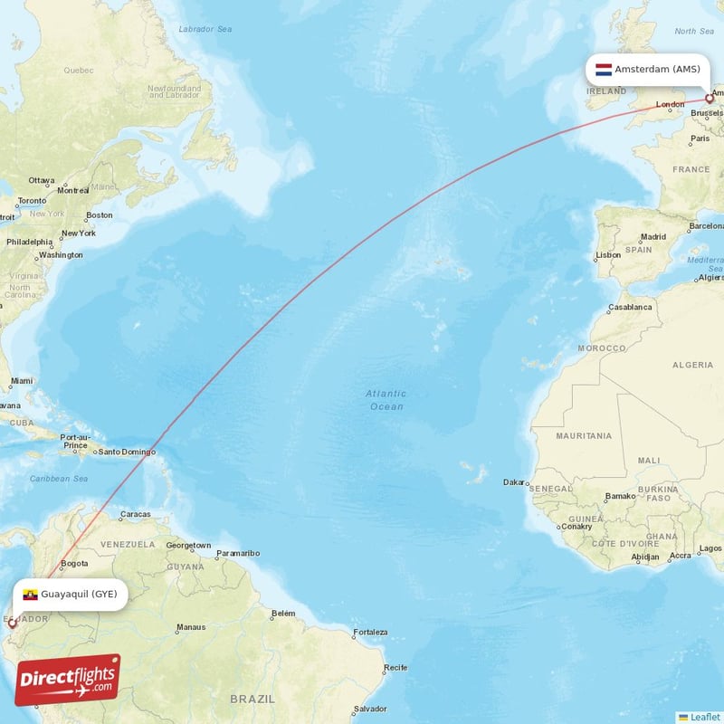 Direct flights from Guayaquil to Amsterdam, GYE to AMS non-stop - Directflights.com