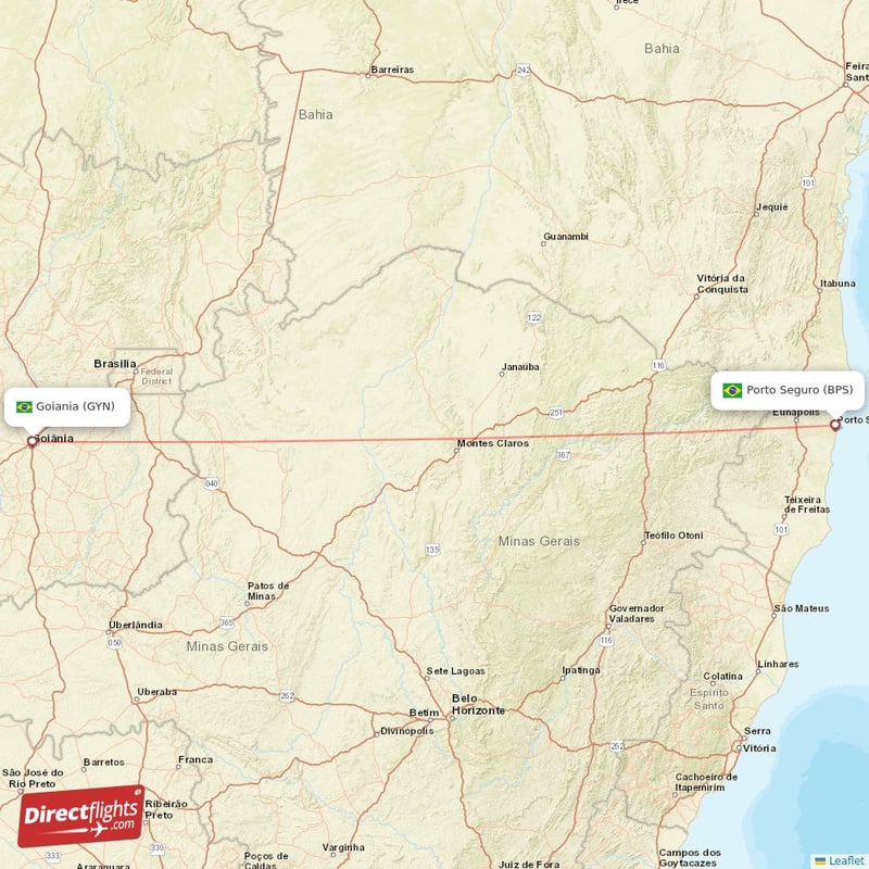 Direct flights from Goiania to Porto Seguro, GYN to BPS non-stop ...