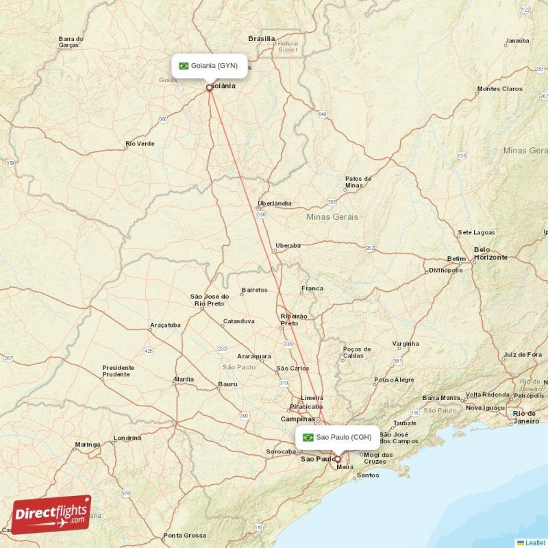 Direct flights from Goiania to Sao Paulo, GYN to CGH non-stop ...