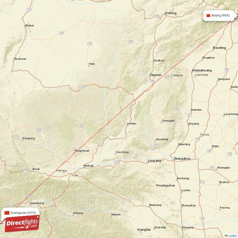Direct flights from Guangyuan to Beijing, GYS to PEK non-stop ...