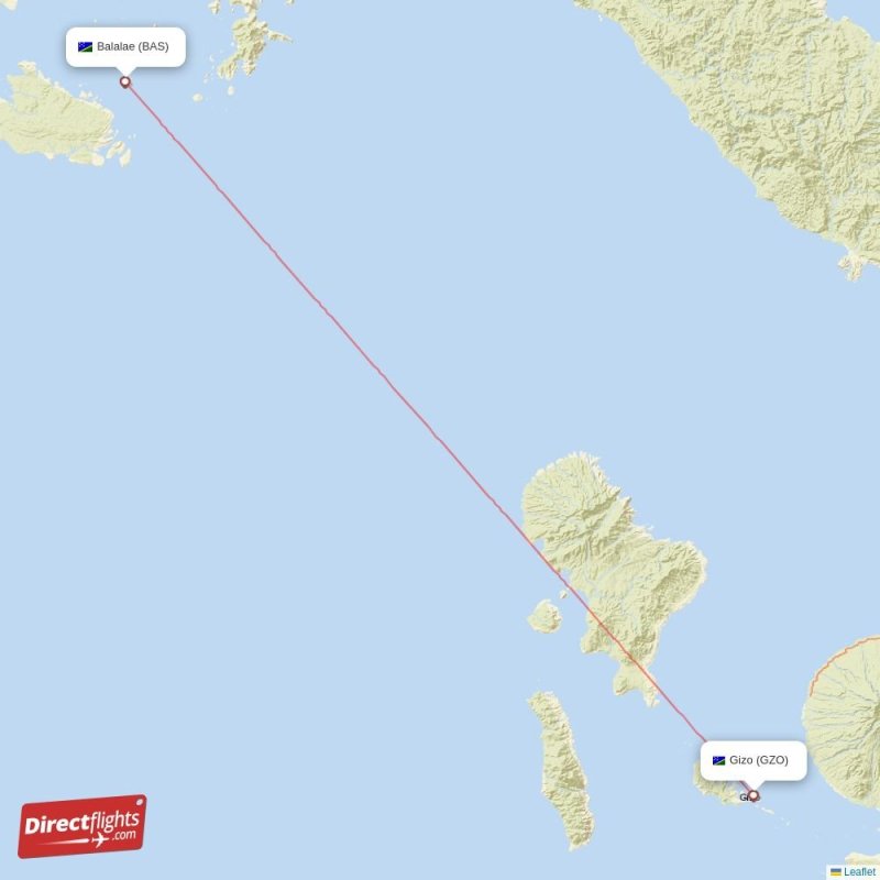 Direct flights from Gizo to Balalae, GZO to BAS non-stop ...