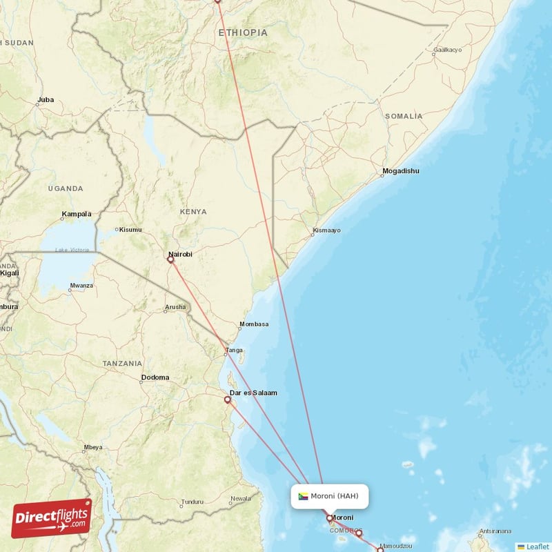 Direct flights from Moroni - 5 destinations - HAH, Comoros - Directflights.com
