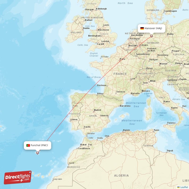 Direct flights from Hanover to Funchal, HAJ to FNC non-stop - Directflights.com