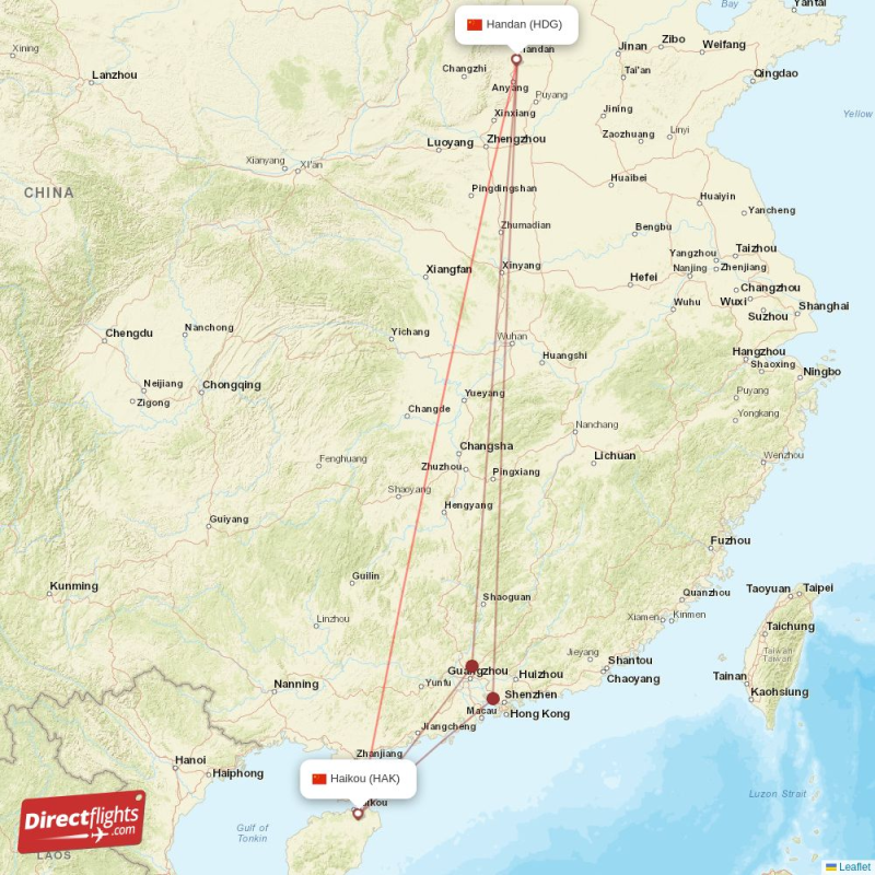 Direct flights from Haikou to Handan, HAK to HDG non-stop ...