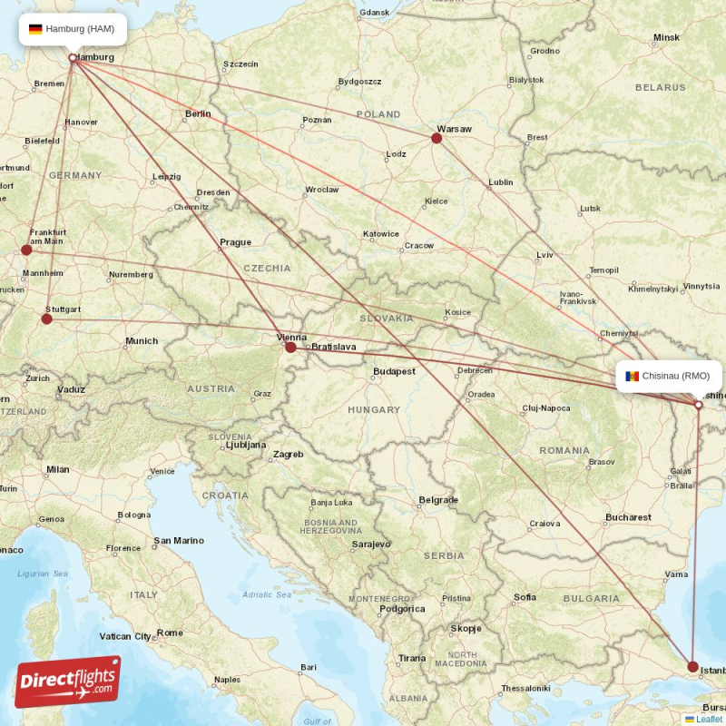 Direct flights from Hamburg to Chisinau (HAM-RMO) - Directflights.com