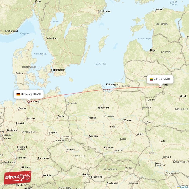 Direct flights from Hamburg to Vilnius (HAM-VNO) - Directflights.com