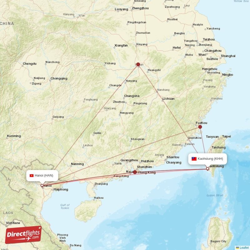 Direct flights from Hanoi to Kaohsiung, HAN to KHH non-stop ...
