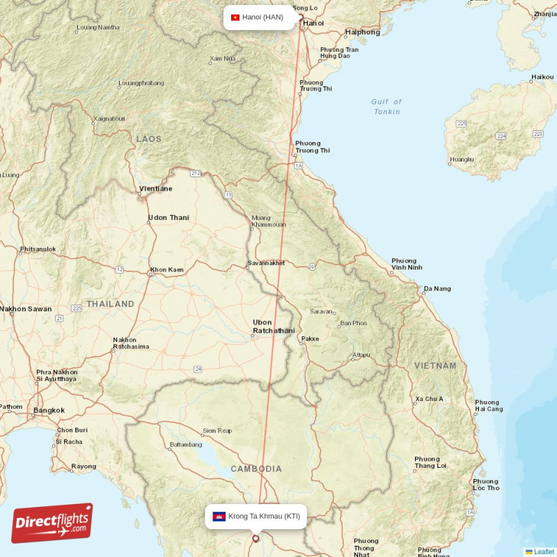 Direct flights from Phnom Penh to Hanoi (KTI-HAN) - Directflights.com