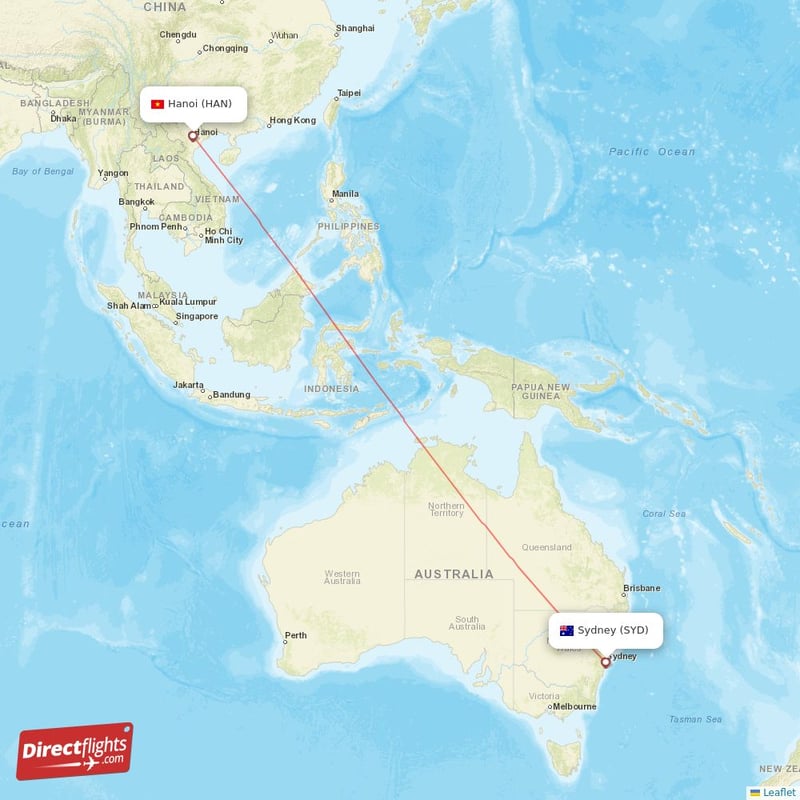 Direct flights from Hanoi to Sydney, HAN to SYD non-stop - Directflights.com