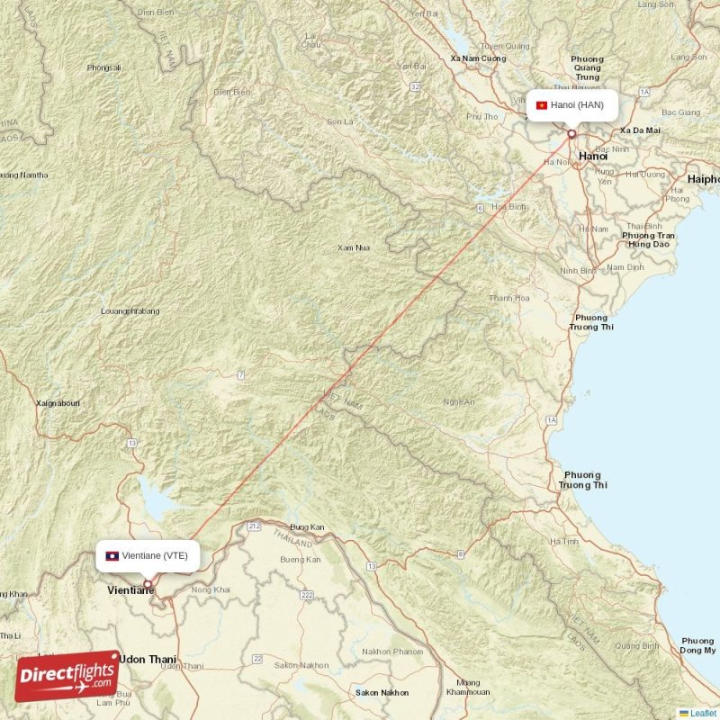 Direct flights from Hanoi to Vientiane, HAN to VTE non-stop - Directflights.com