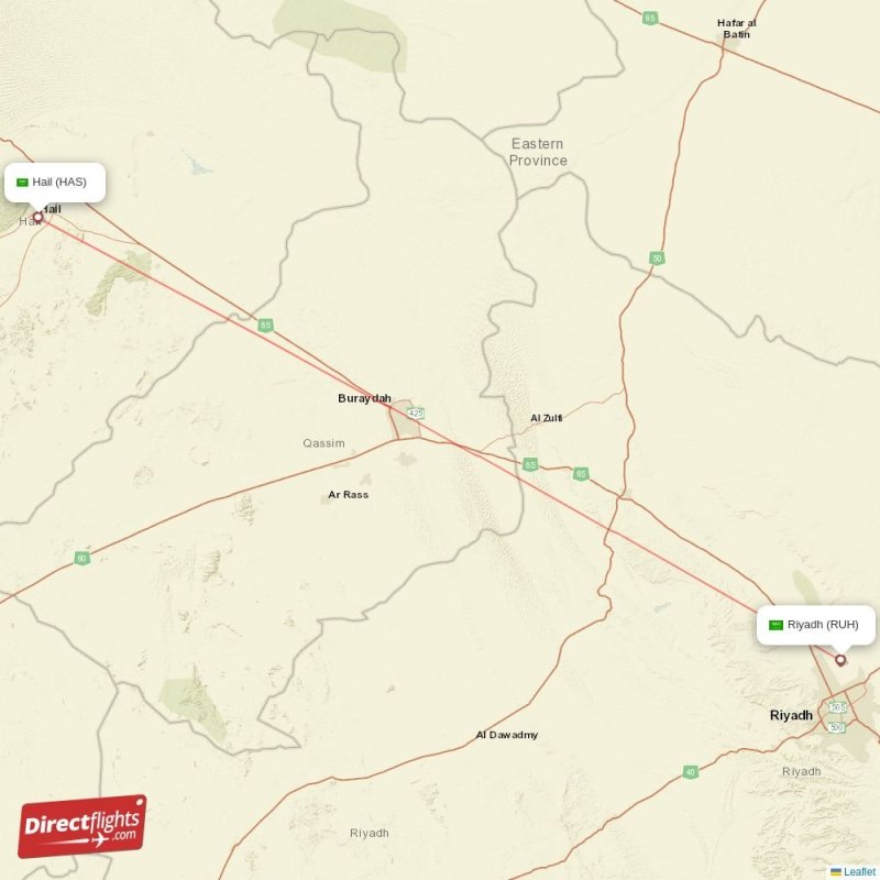 Direct flights from Hail to Riyadh, HAS to RUH non-stop - Directflights.com