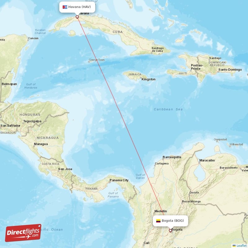 Direct flights from Havana to Bogota, HAV to BOG non-stop - Directflights.com