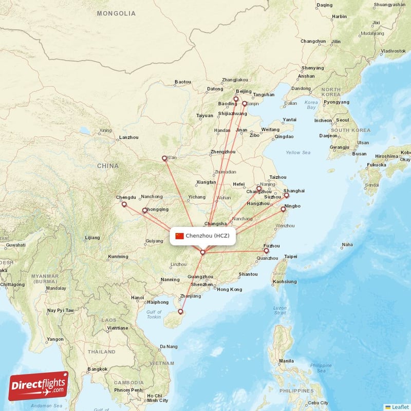 Direct flights from Chenzhou - 10 destinations - HCZ, China ...