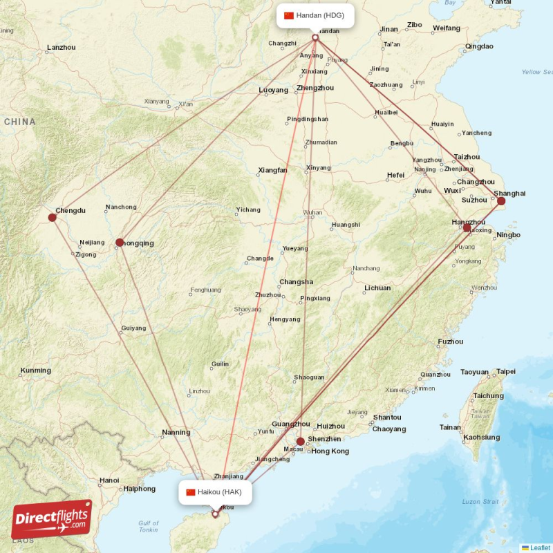 Direct flights from Handan to Haikou, HDG to HAK non-stop ...