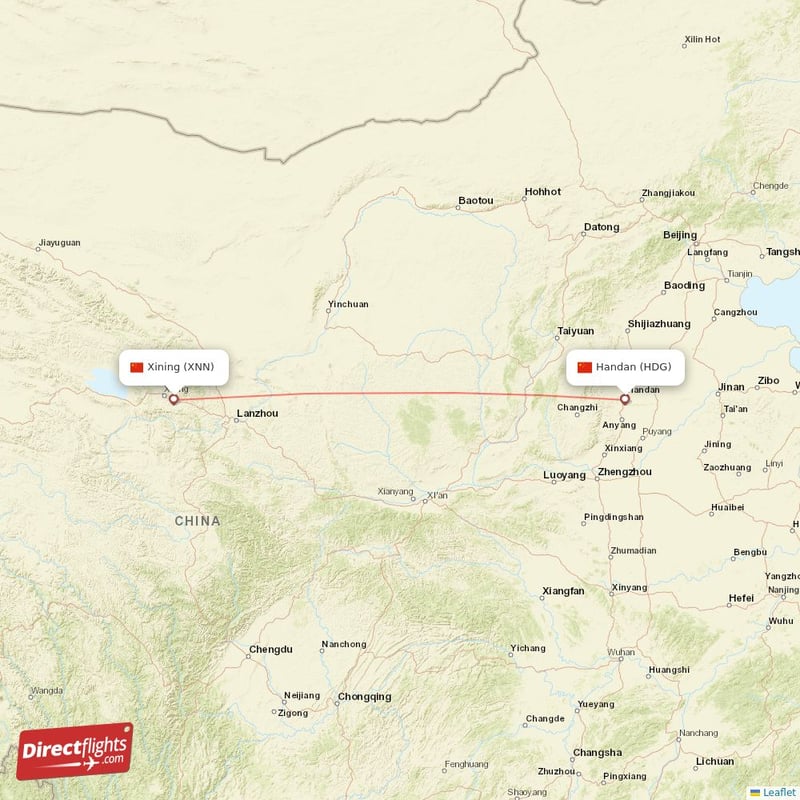Direct flights from Handan to Xining, HDG to XNN non-stop ...