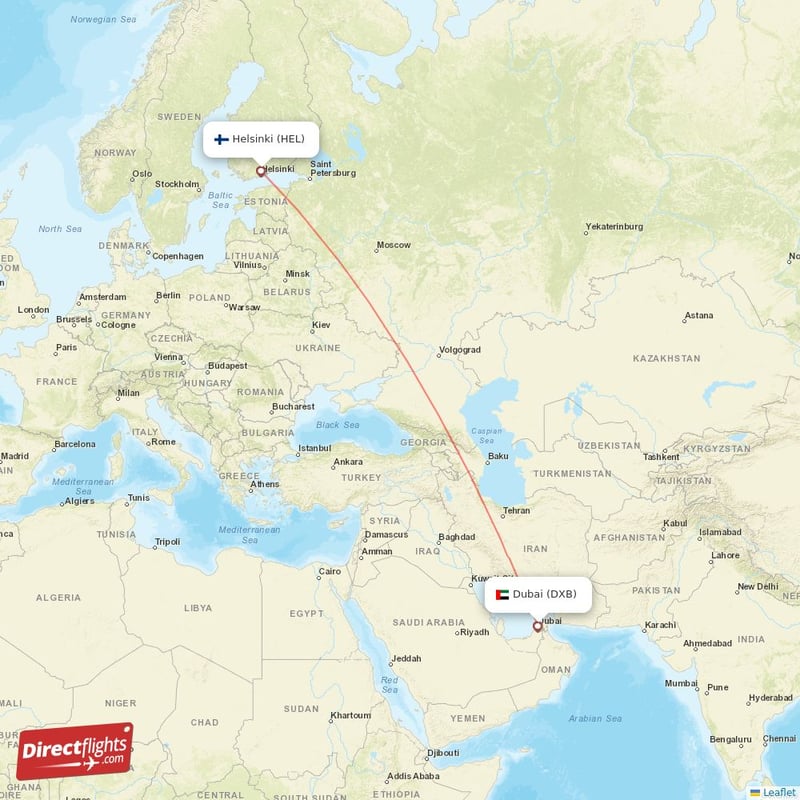Direct flights from Helsinki to Dubai, HEL to DXB non-stop - Directflights.com
