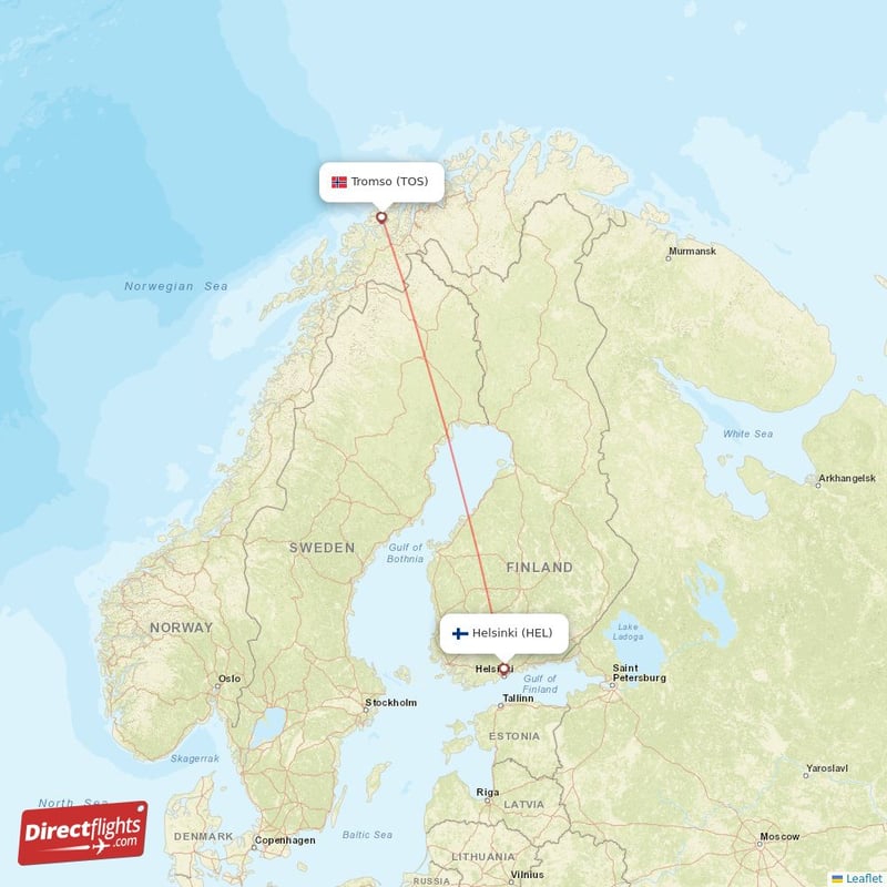 Direct flights from Helsinki to Tromso, HEL to TOS non-stop - Directflights.com
