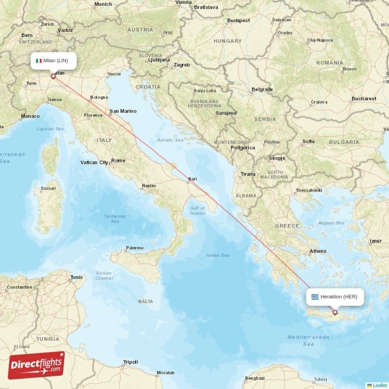 Direct flights from Heraklion to Milan (HER-LIN) - Directflights.com