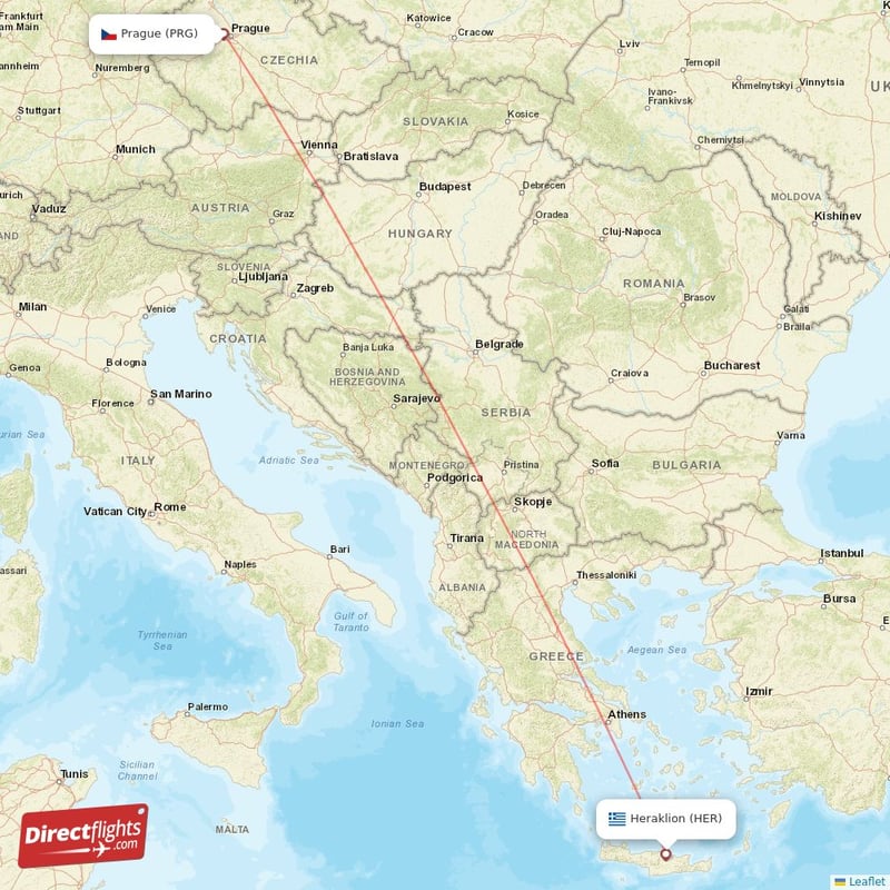 Direct flights from Heraklion to Prague, HER to PRG non-stop - Directflights.com