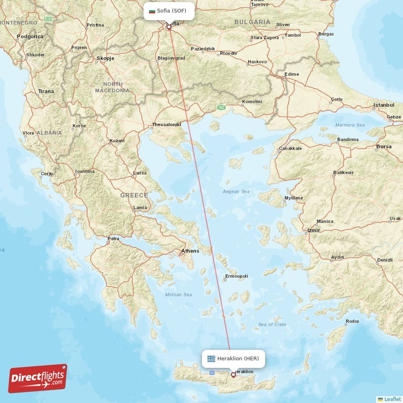 Direct flights from Heraklion to Sofia, HER to SOF non-stop - Directflights.com