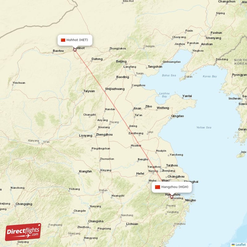 Direct flights from Hohhot to Hangzhou, HET to HGH non-stop ...