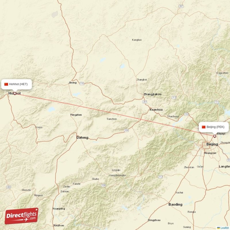 Direct flights from Hohhot to Beijing, HET to PEK non-stop ...