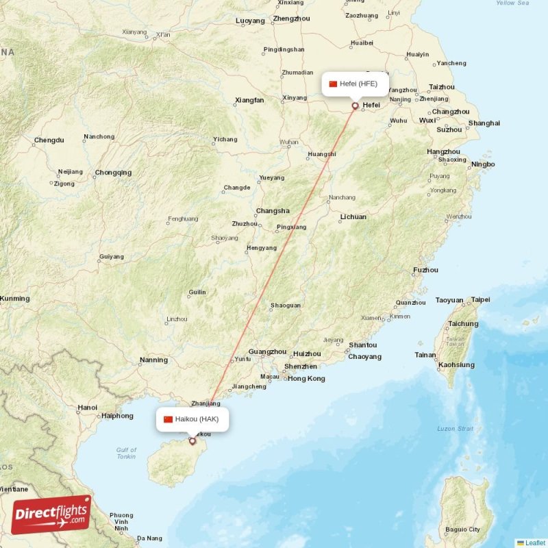Direct flights from Hefei to Haikou, HFE to HAK non-stop ...