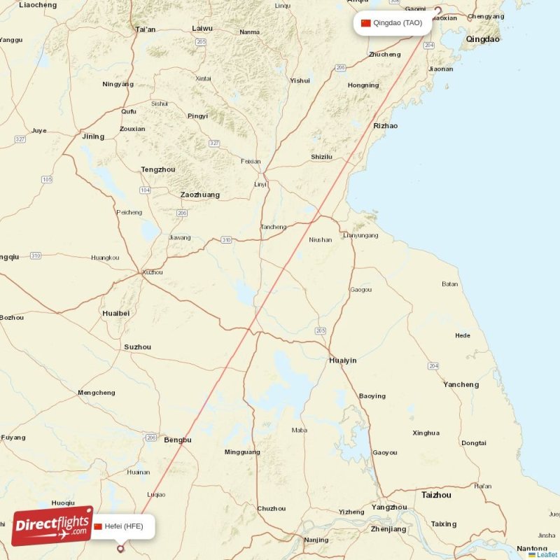 Direct flights from Hefei to Qingdao, HFE to TAO non-stop ...