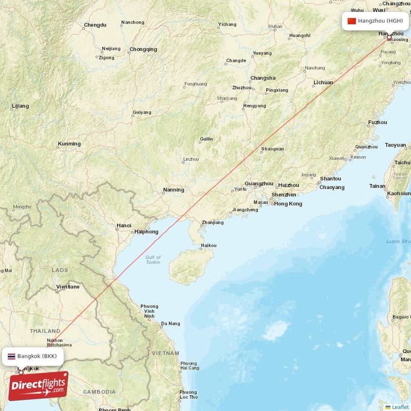 Direct flights from Hangzhou to Bangkok, HGH to BKK non-stop - Directflights.com