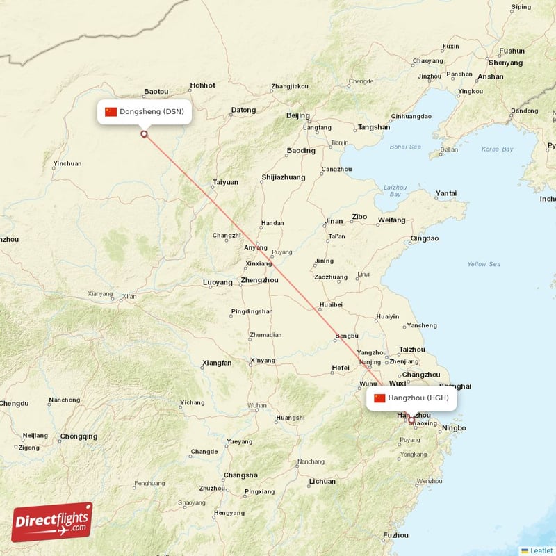 Direct flights from Hangzhou to Dongsheng, HGH to DSN non-stop ...