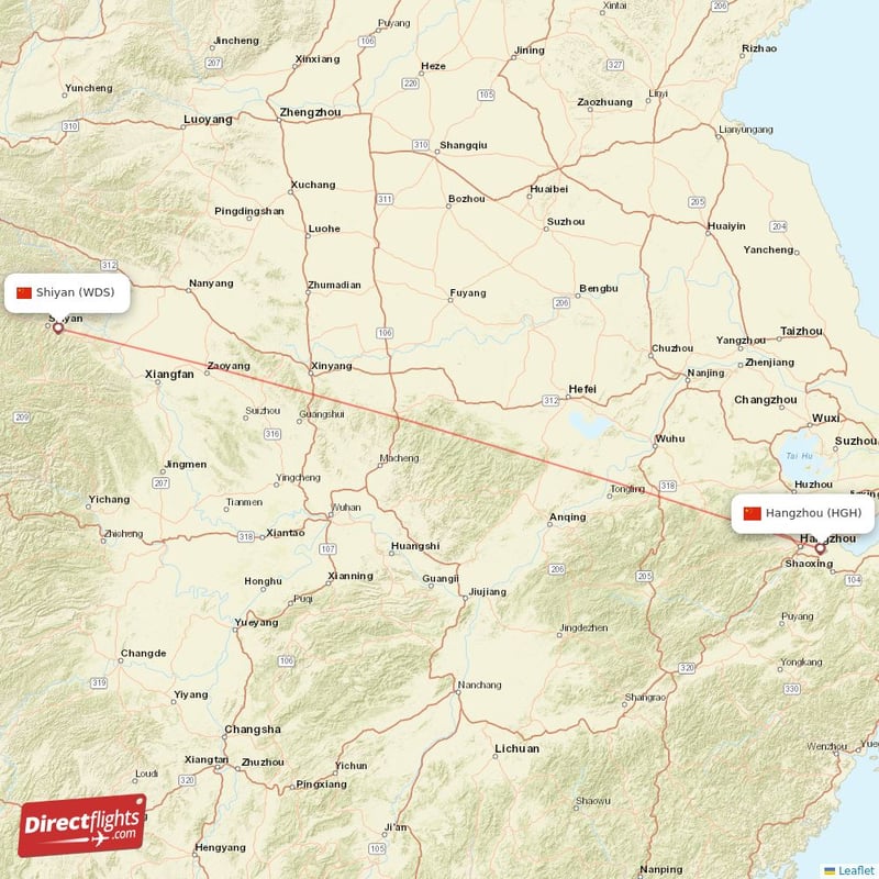 Direct flights from Hangzhou to Shiyan, HGH to WDS non-stop ...